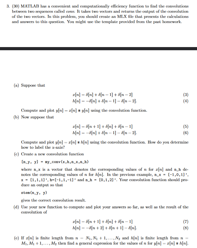 3. (30) MATLAB has a convenient and computationally | Chegg.com