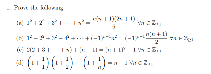 Solved 1. Prove the following. (a) | Chegg.com