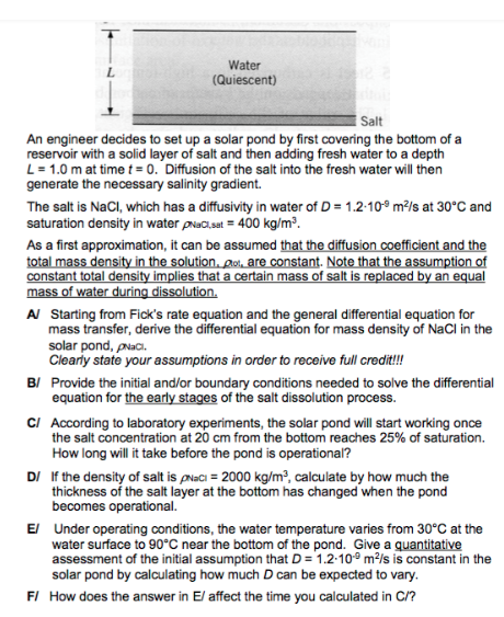 Solved reservoir with a solid layer of salt and then adding | Chegg.com