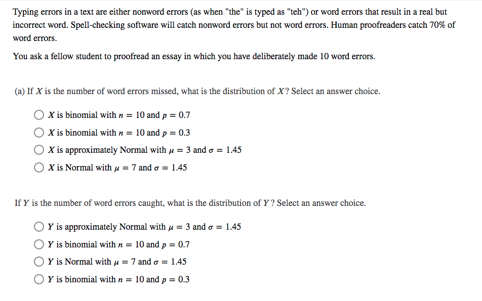 Solved Typing errors in a text are either nonword errors (as | Chegg.com