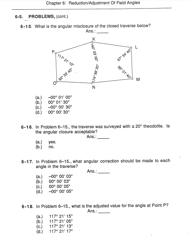 Solved 6 15 What Is The Angular Misclosure Of The Closed 