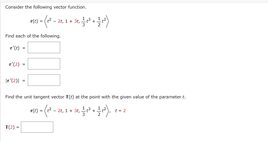 Solved Consider the following vector function. | Chegg.com