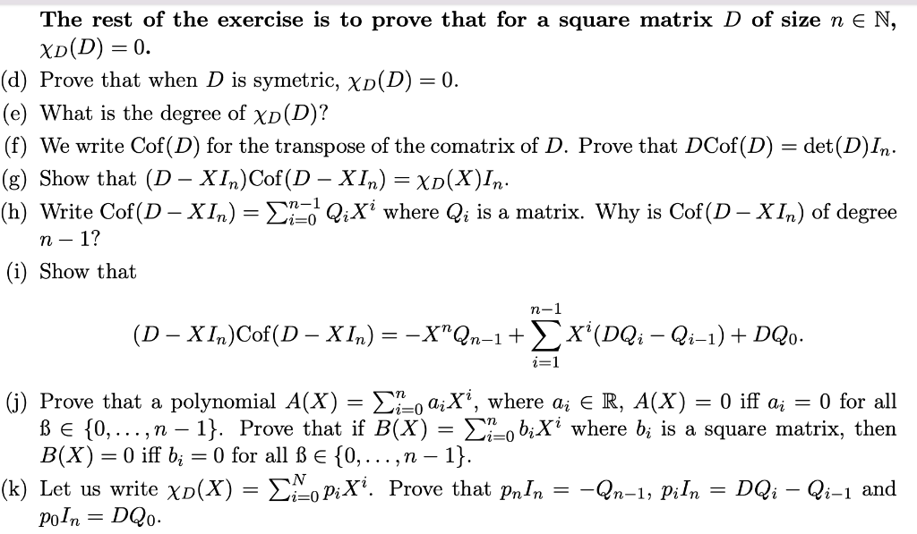 Solved The rest of the exercise is to prove that for a | Chegg.com