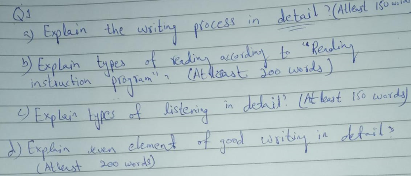 Solved 1 instruction a) Explain the writing process in | Chegg.com