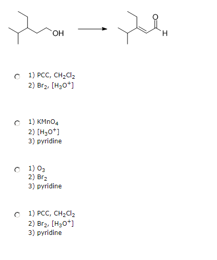 Solved 1) Na2Cr2O7, H2SO4, H2O 2) Br2, [H3O+] 3) pyridine 1) | Chegg.com