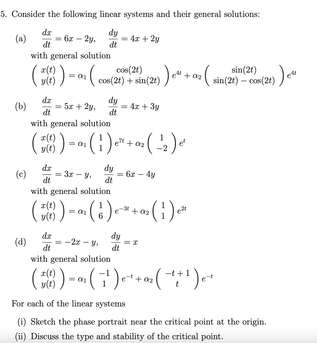 Solved Consider the following linear systems and their | Chegg.com