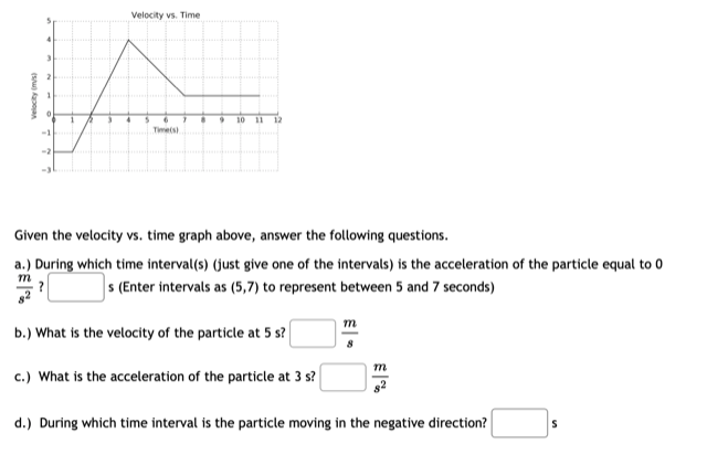 Solved Velocity vs. Time 3 2 Velocity is 10 11 12 -1 Given | Chegg.com