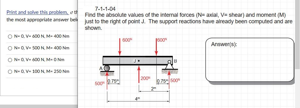Solved STATICS - INTERNAL FRAMES - Need HELP asap, have | Chegg.com