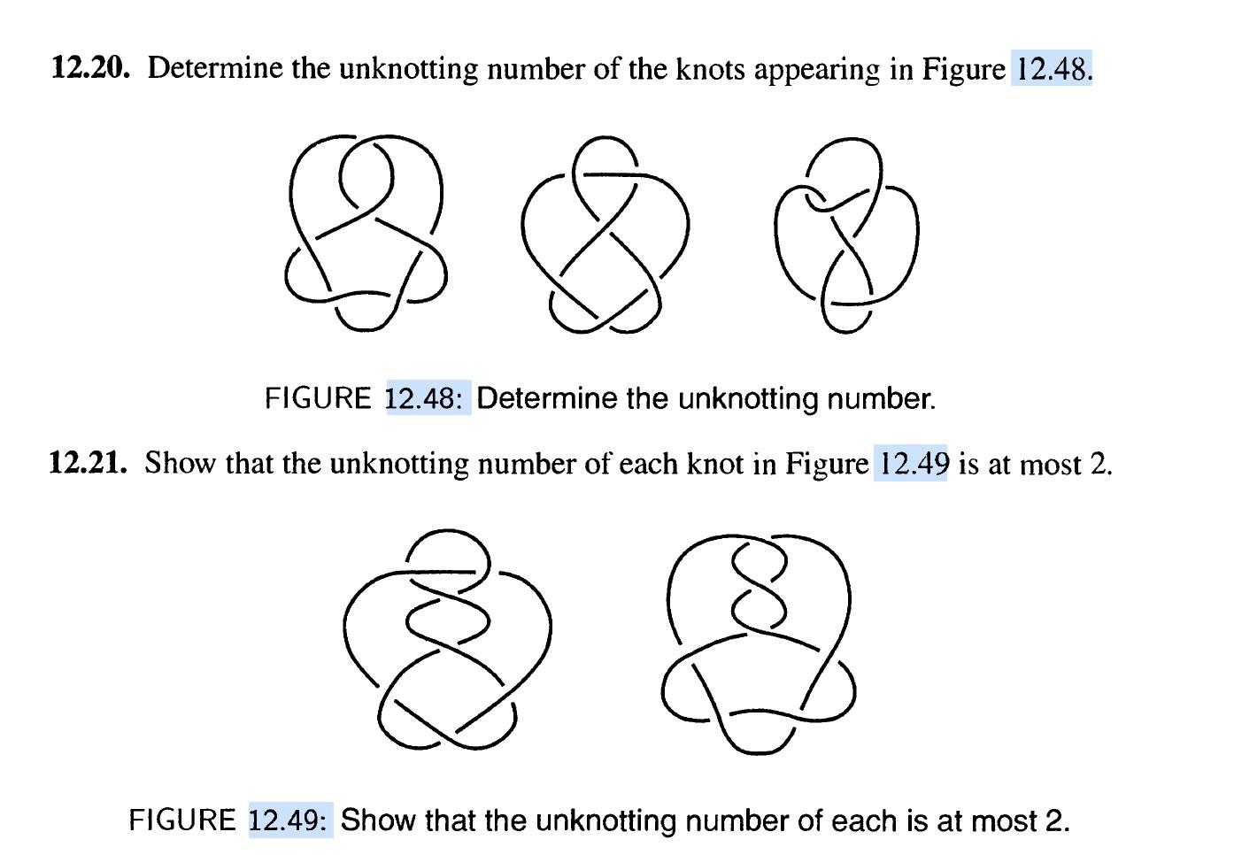 12.20. Determine the unknotting number of the knots | Chegg.com
