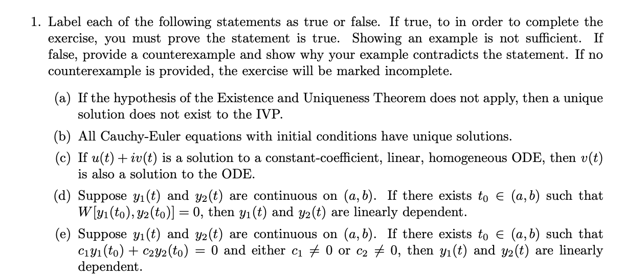 Solved 1. Label each of the following statements as true or | Chegg.com