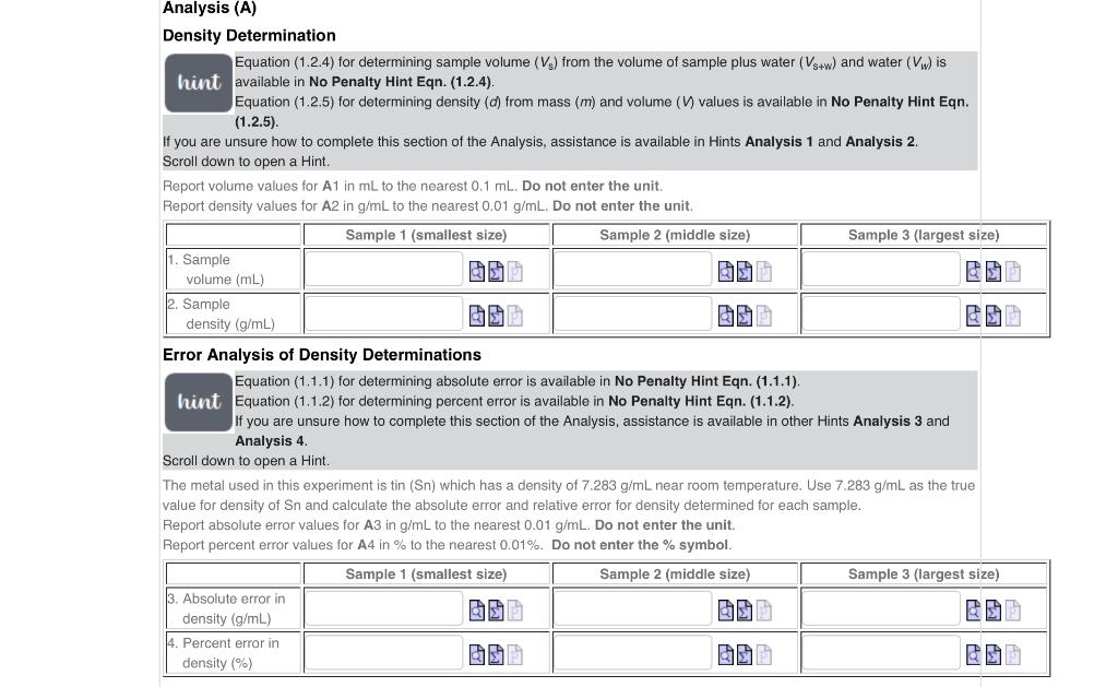 Solved 1.5d Part IV. Determining the Density of a Known | Chegg.com