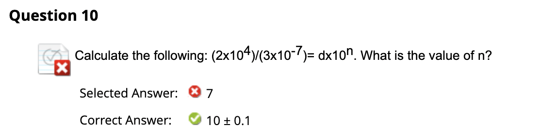 Solved Calculate the following: (2×104)/(3×10−7)=d×10n. What | Chegg.com
