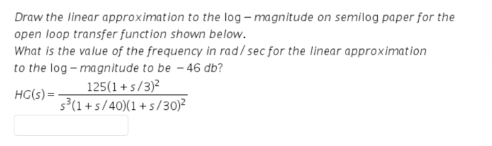 Solved Draw the linear approximation to the log - magnitude | Chegg.com