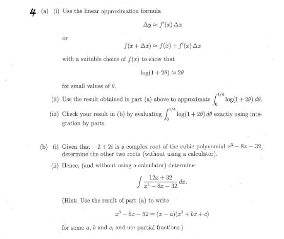 Solved (a) (i) Use the linear approximation formula | Chegg.com