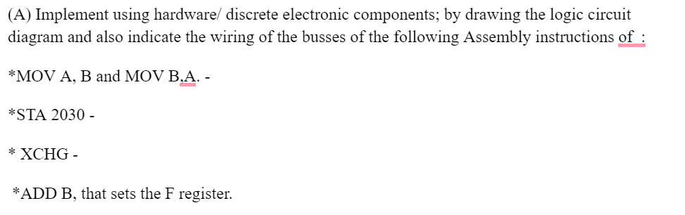 Solved (A) Implement using hardware/ discrete electronic | Chegg.com