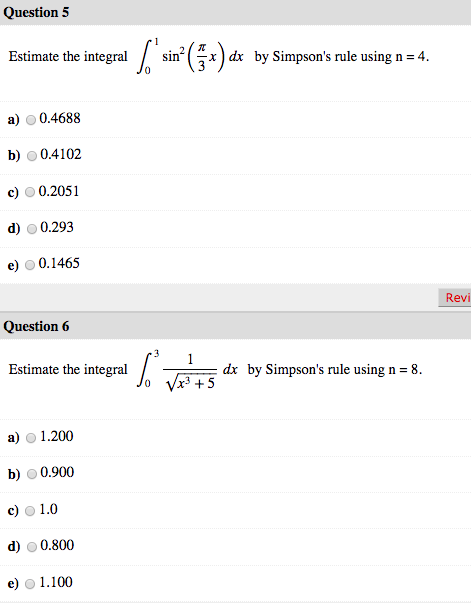 Solved Question 5 Estimate the integral sin? (6x) dx by | Chegg.com