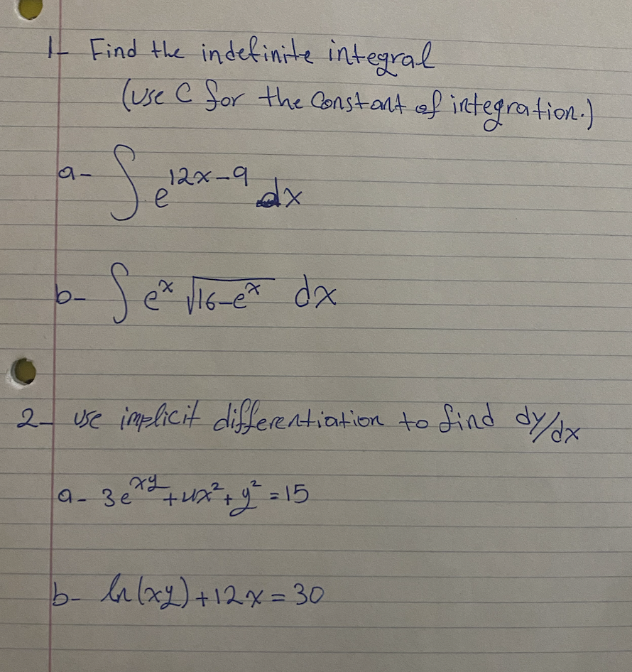 Solved If Find the indefinite integral (use c for the | Chegg.com