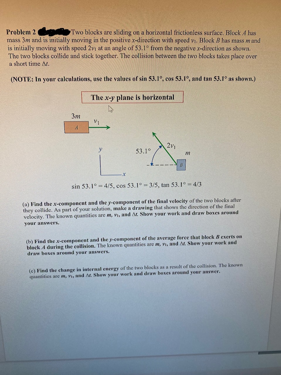Solved Problem 2Two blocks are sliding on a horizontal | Chegg.com