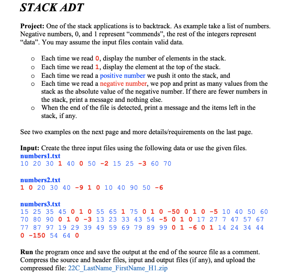 Solved STACK ADT Project: One of the stack applications is | Chegg.com