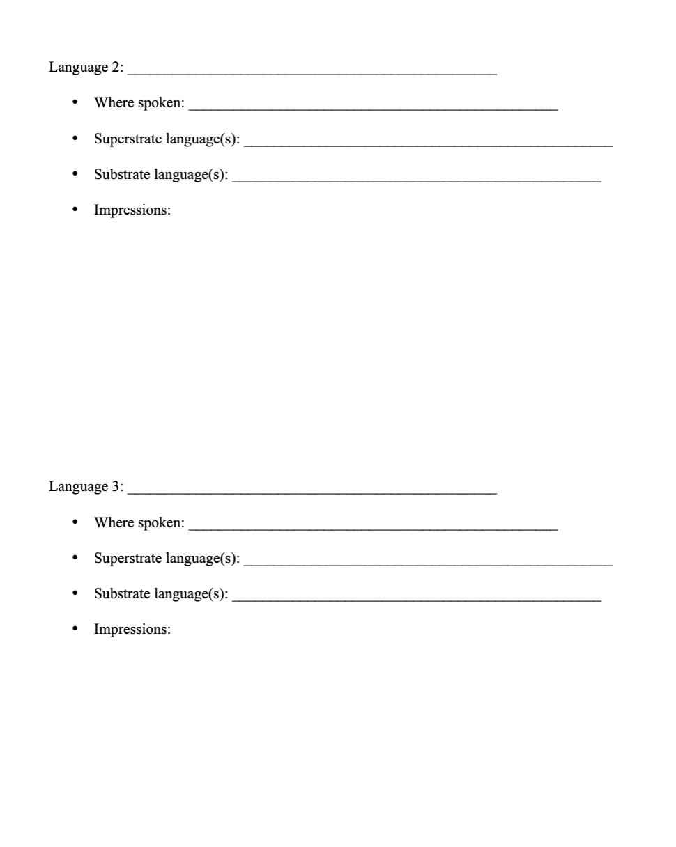 General Linguistics Language Contact Pidgin \& Creole | Chegg.com