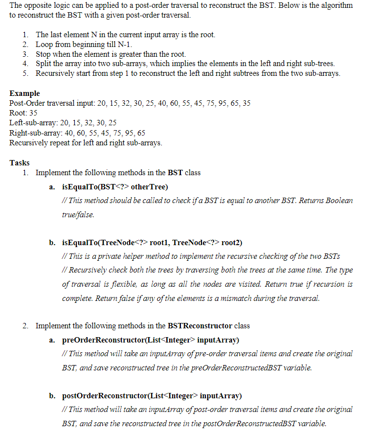Solved BST Reconstruction Consider a Binary Search Tree that | Chegg.com
