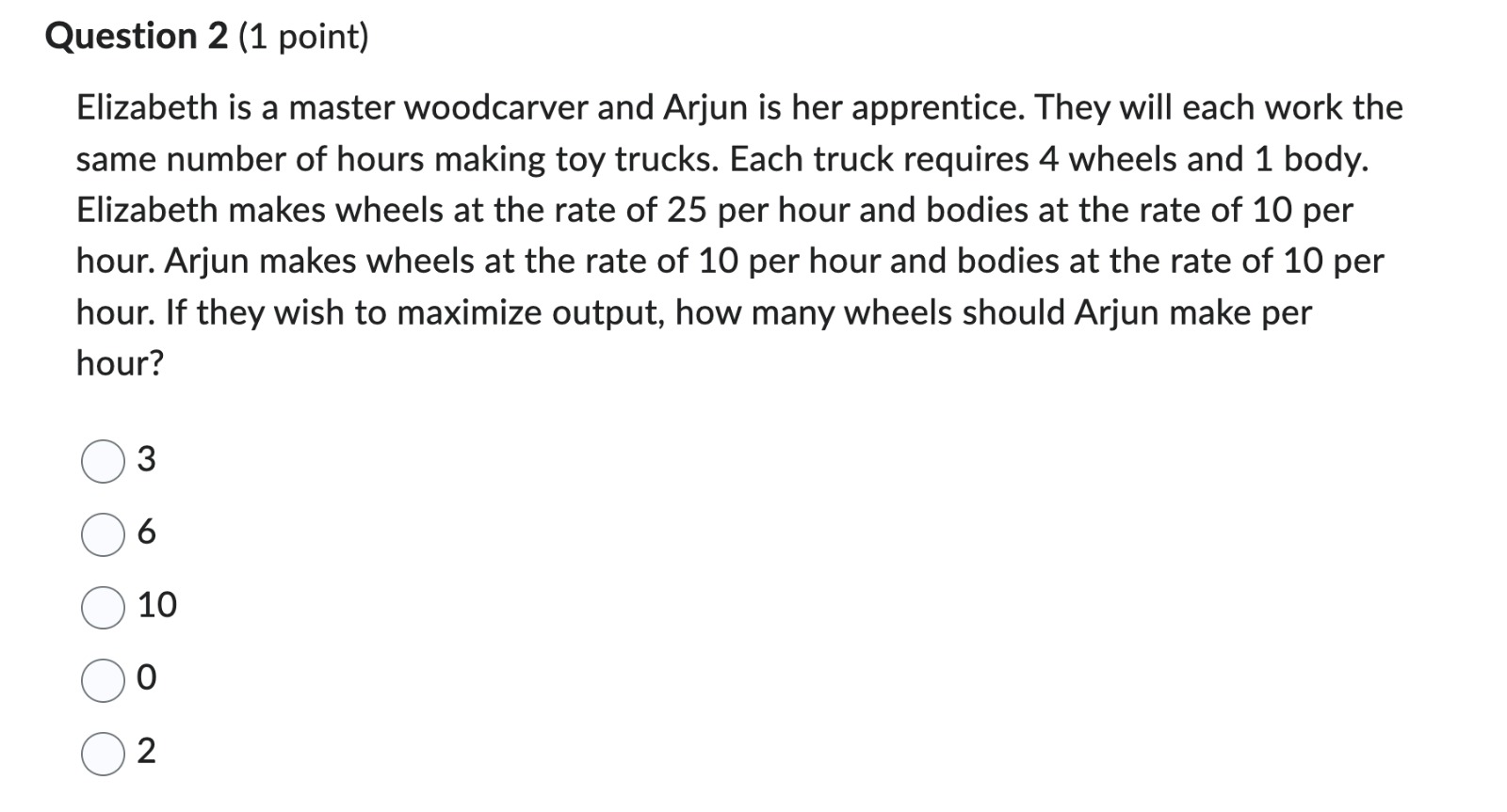 Solved Question 2 (1 ﻿point) ﻿Elizabeth is a master | Chegg.com