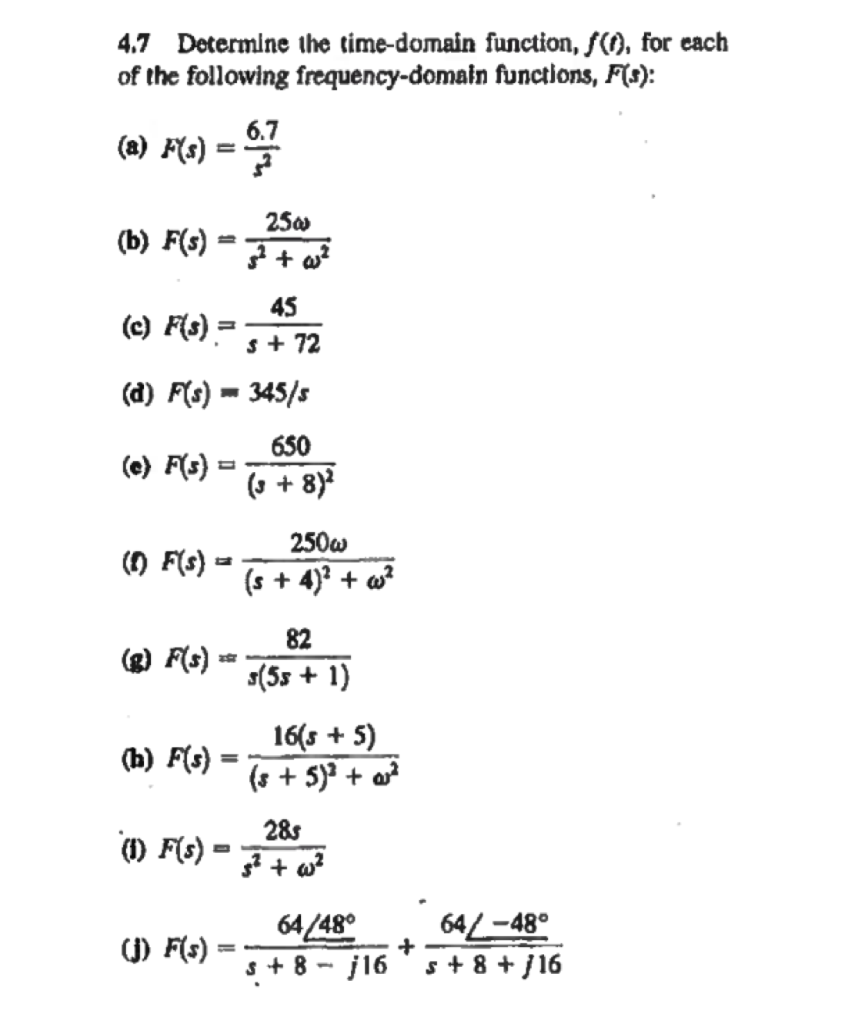 Solved 47 Determine the time-domain function, ©, for each of | Chegg.com