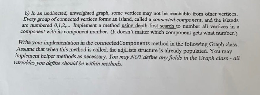 Solved b) In an undirected, unweighted graph, some vertices | Chegg.com