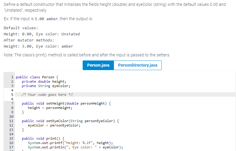 Solved public class Person { private double height; | Chegg.com Solved public class Person { private double height; | Chegg.com