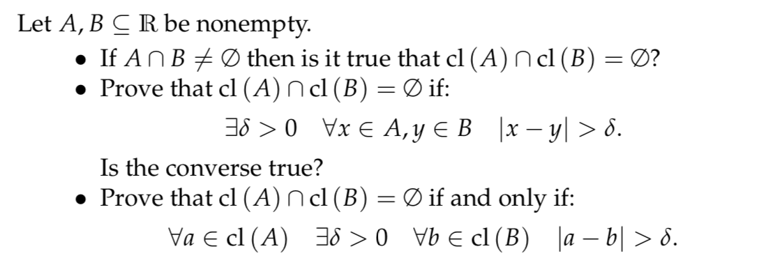 Solved Let A, B C R be nonempty. • If An B + Ø then is it | Chegg.com