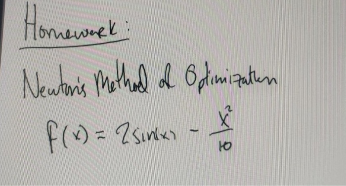 Solved Solve using Newton Method of Optimization | Chegg.com