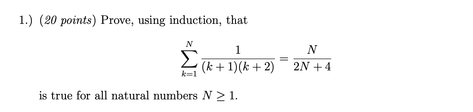 Solved 1.) (20 points) Prove, using induction, that | Chegg.com