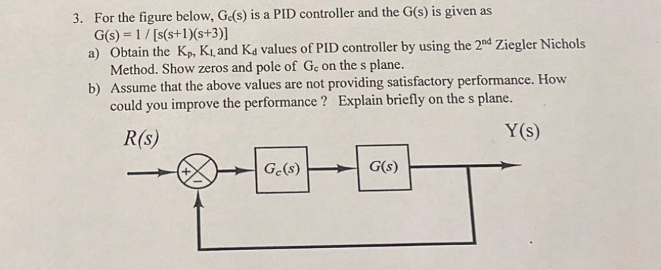 Solved For the figure below, Gc(s) ﻿is a PID controller and | Chegg.com