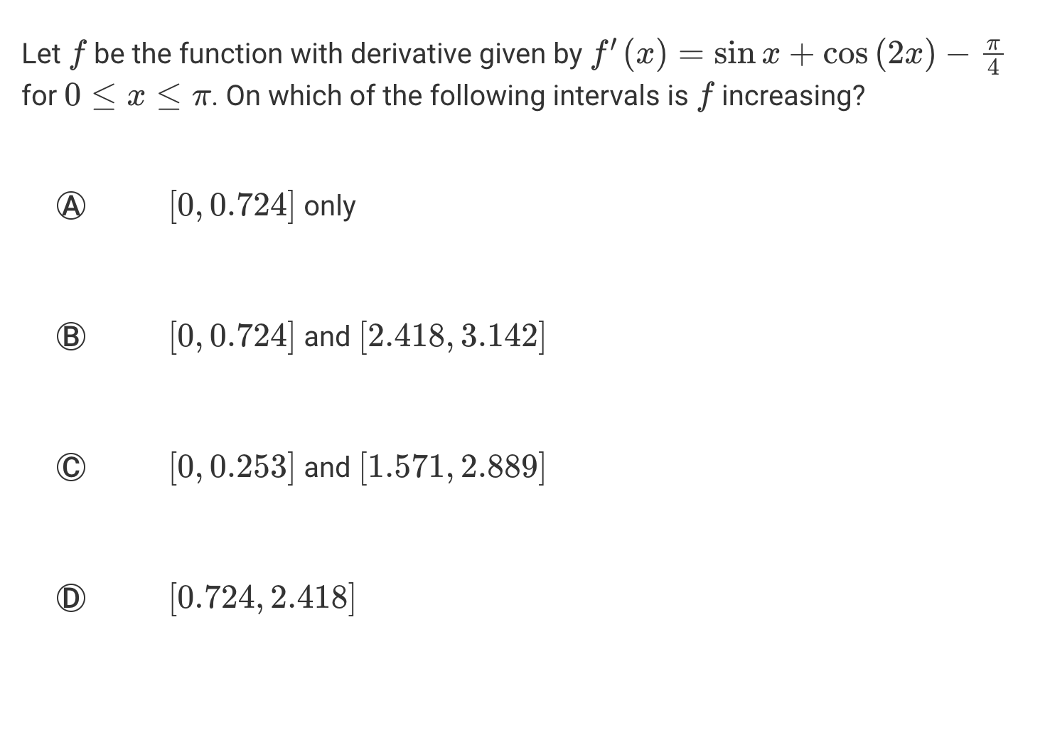 Solved Let f ﻿be the function with derivative given by | Chegg.com