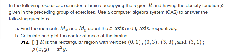 Solved In ﻿the following exercises, consider a lamina | Chegg.com