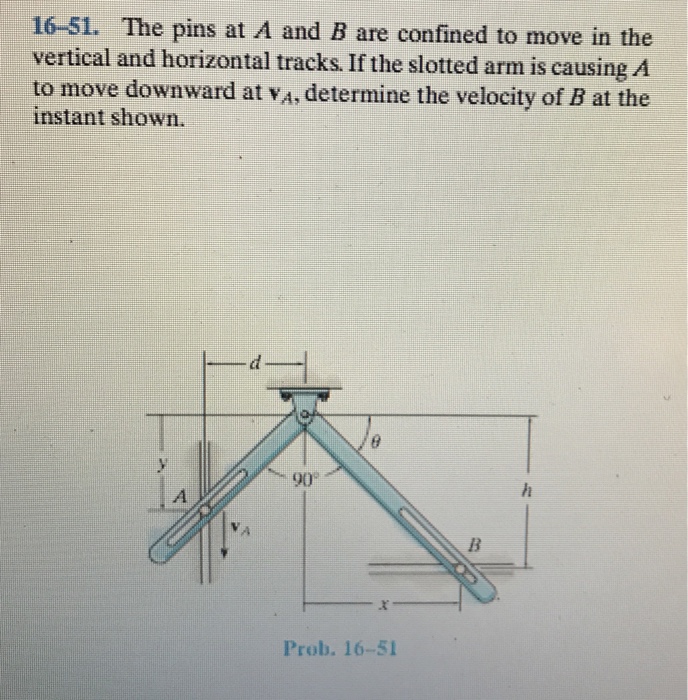 Solved 16-51. The pins at A and B are confined to move in | Chegg.com