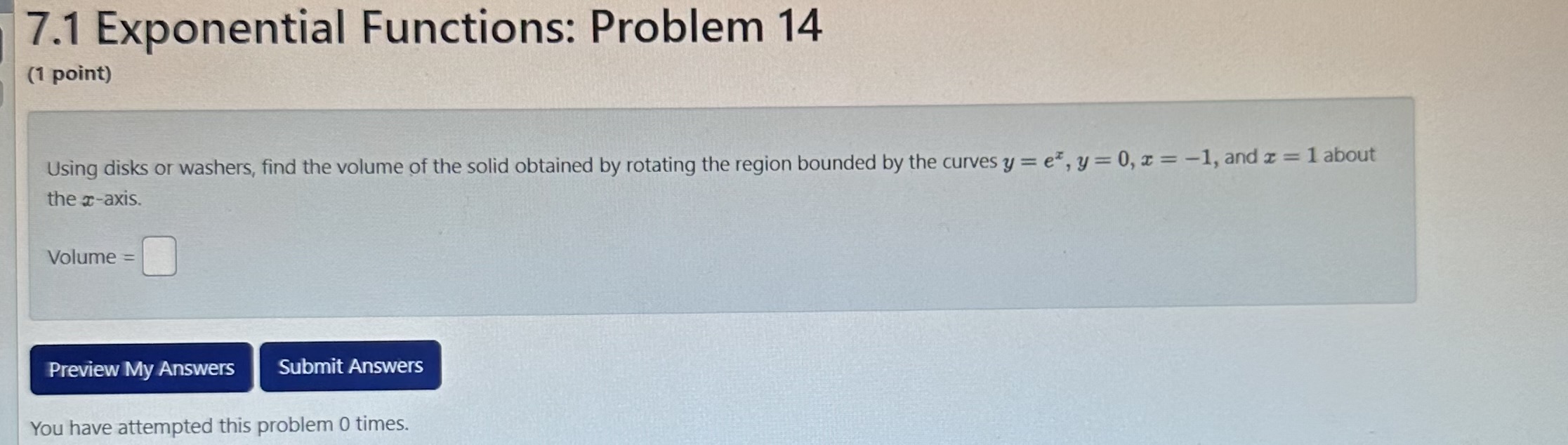 Solved 7.1 Exponential Functions: Problem 14 (1 point) Using | Chegg.com