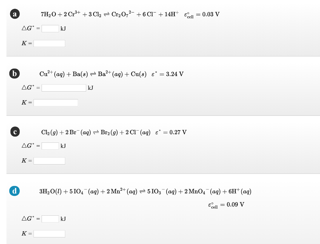Solved Calculate delta G values and K at 25-degree Celsius | Chegg.com