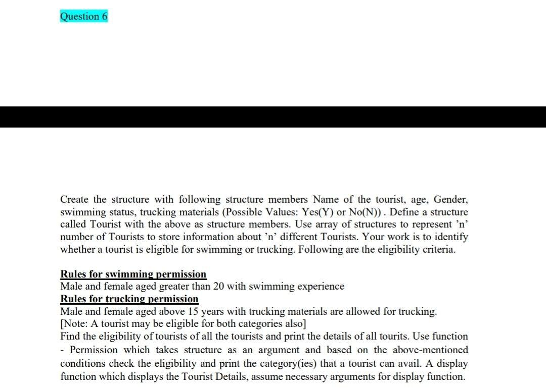 Solved Question 6 Create the structure with following | Chegg.com