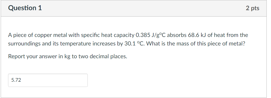 Solved A piece of copper metal with specific heat capacity | Chegg.com