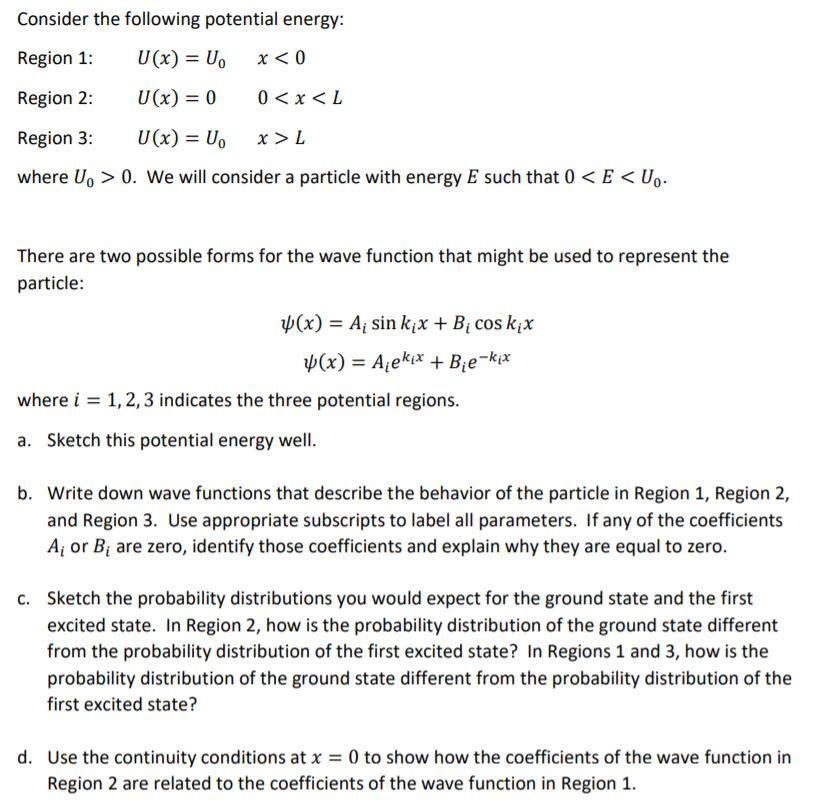 Solved Consider the following potential energy: U (x) Up | Chegg.com