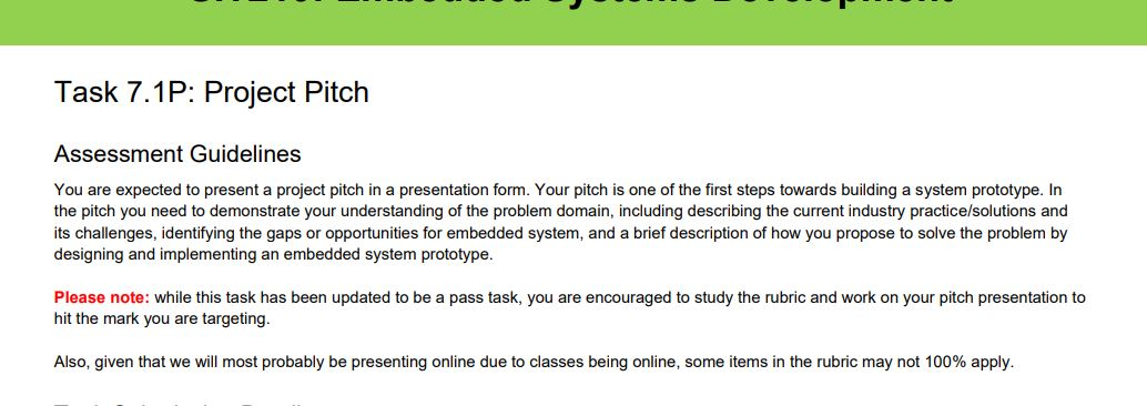 Task 7.1P: Project Pitch Assessment Guidelines You | Chegg.com