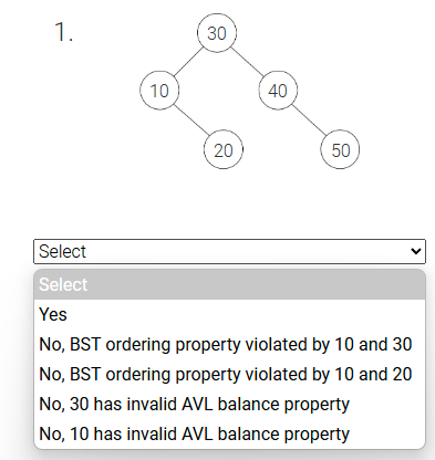 Solved 1.SelectSelectYesNo, ﻿BST ordering property violated | Chegg.com