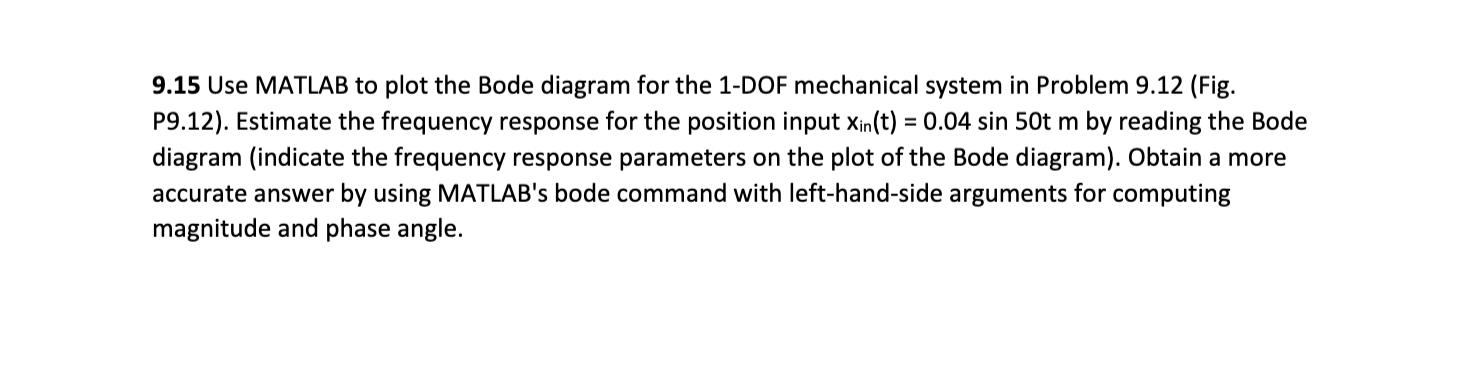 Solved 9.15 Use MATLAB to plot the Bode diagram for the | Chegg.com
