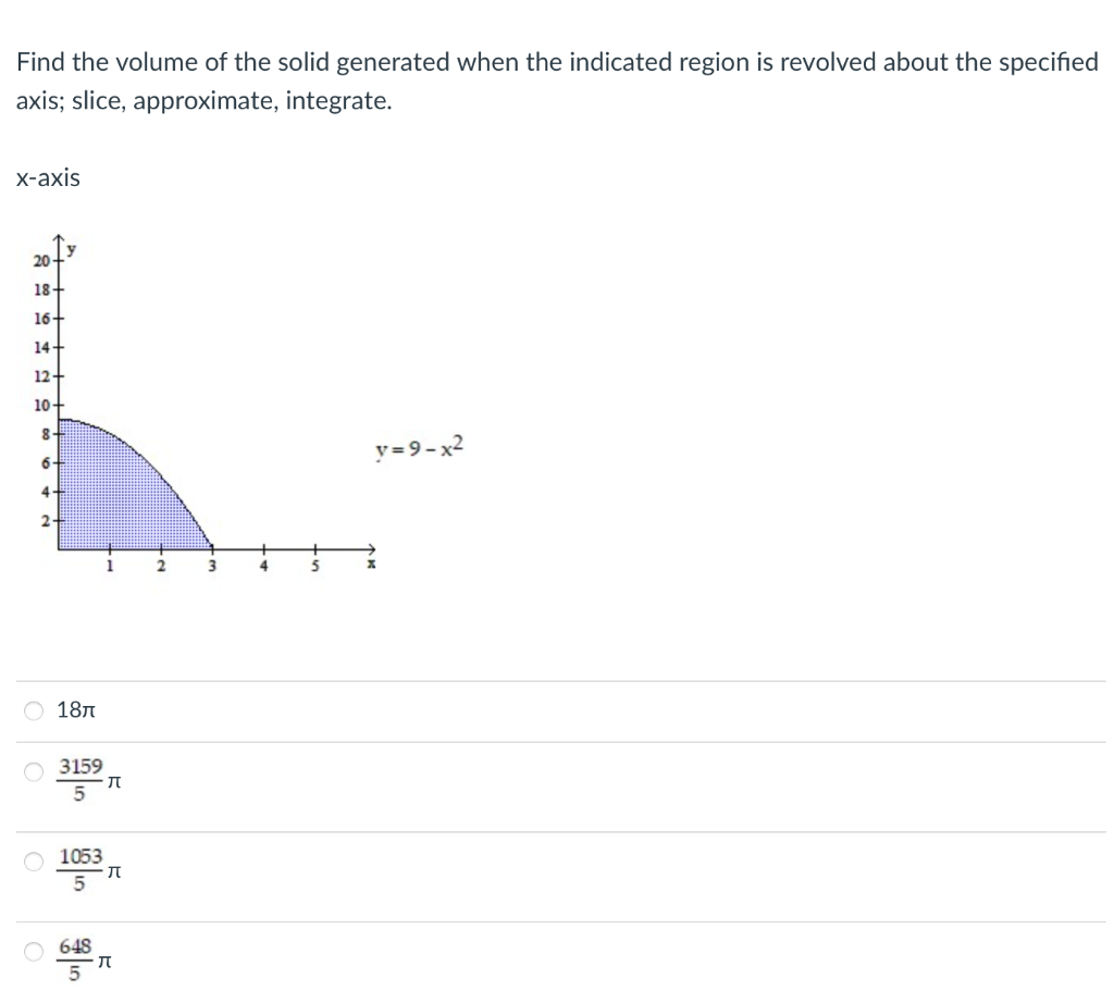 Solved Find the volume of the solid generated when the | Chegg.com
