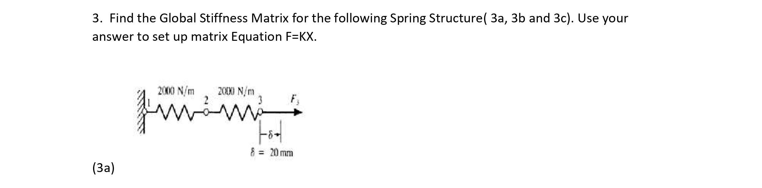 Solved 3. Find the Global Stiffness Matrix for the following | Chegg.com