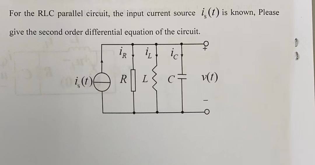 For the RLC parallel circuit, the input current | Chegg.com