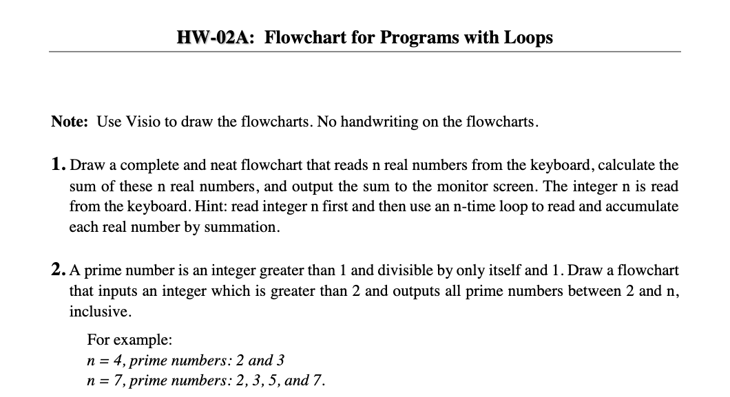 Solved HW-02A: Flowchart for Programs with Loops Note: Use | Chegg.com