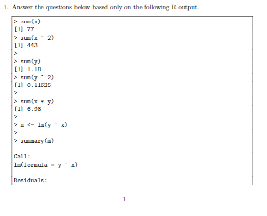 1. Answer the questions below based only on the | Chegg.com