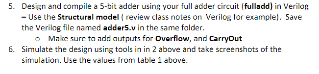 5. Design and compile a 5-bit adder using your full | Chegg.com